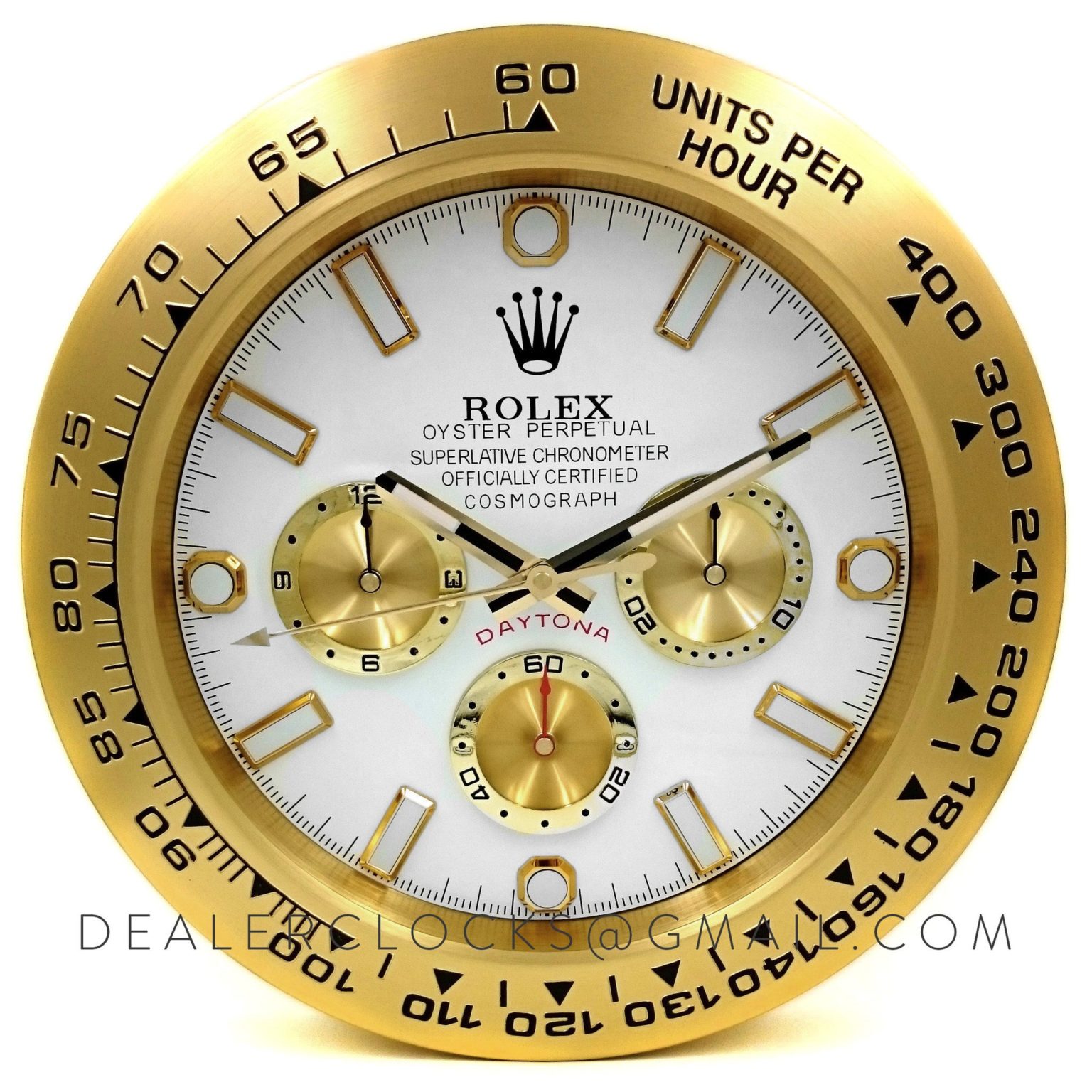 XL Rolex Daytona Series Gold Wall Clock