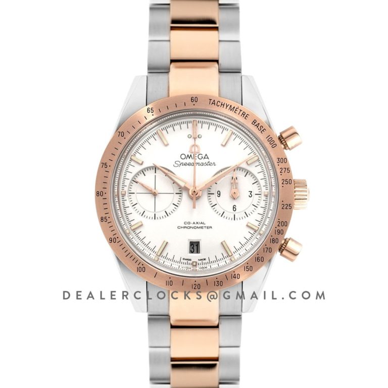 Omega Speedmaster '57 Co-Axial Replica Black Dial in Rose Gold/Steel on ...